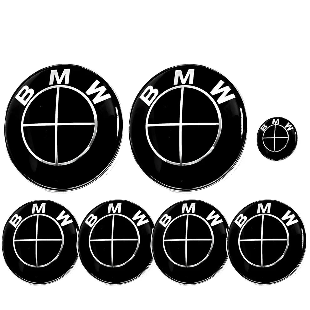 BMW Full Black 7-Piece Badge Set and Centre Caps | AutoCap Solutions