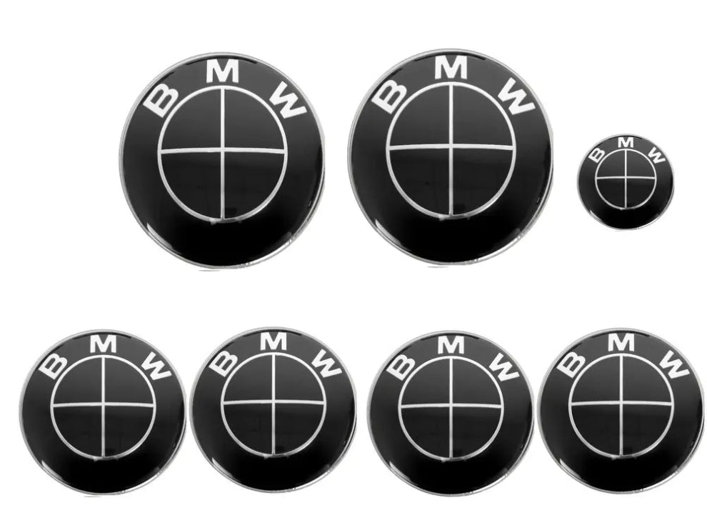 BMW Full Black 7-Piece Badge Set and Centre Caps | AutoCap Solutions