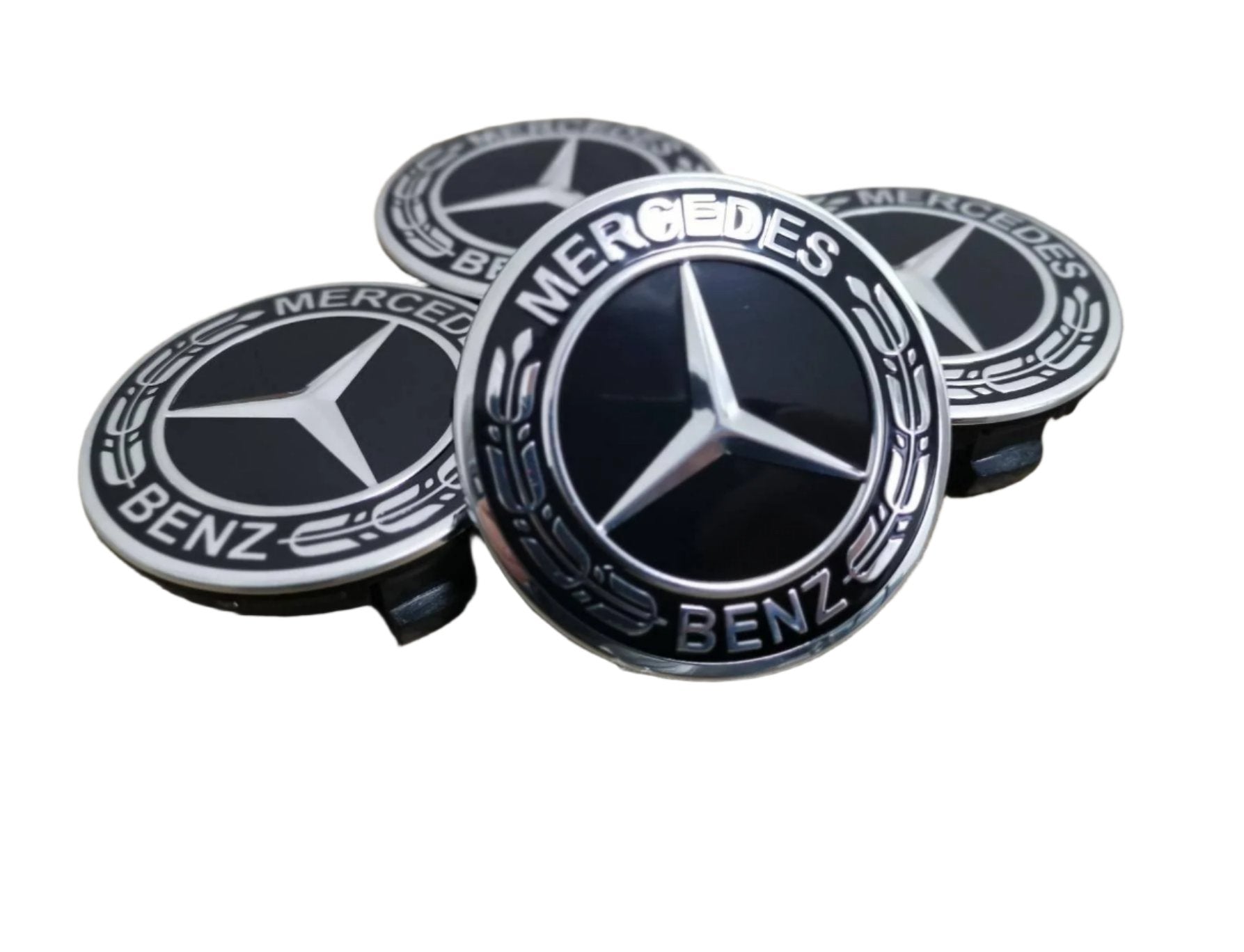 Mercedes 75mm Black Alloy Wheel Centre Caps | AutoCap Solutions