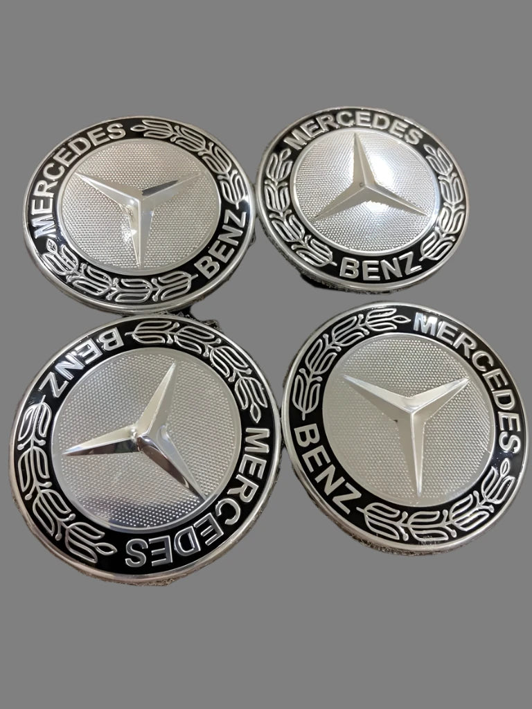 Mercedes 75mm Silver Black Alloy Wheel Centre Caps | AutoCap Solutions